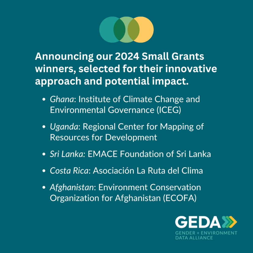 Small Grants Program - Gender + Environment Data Alliance (GEDA)